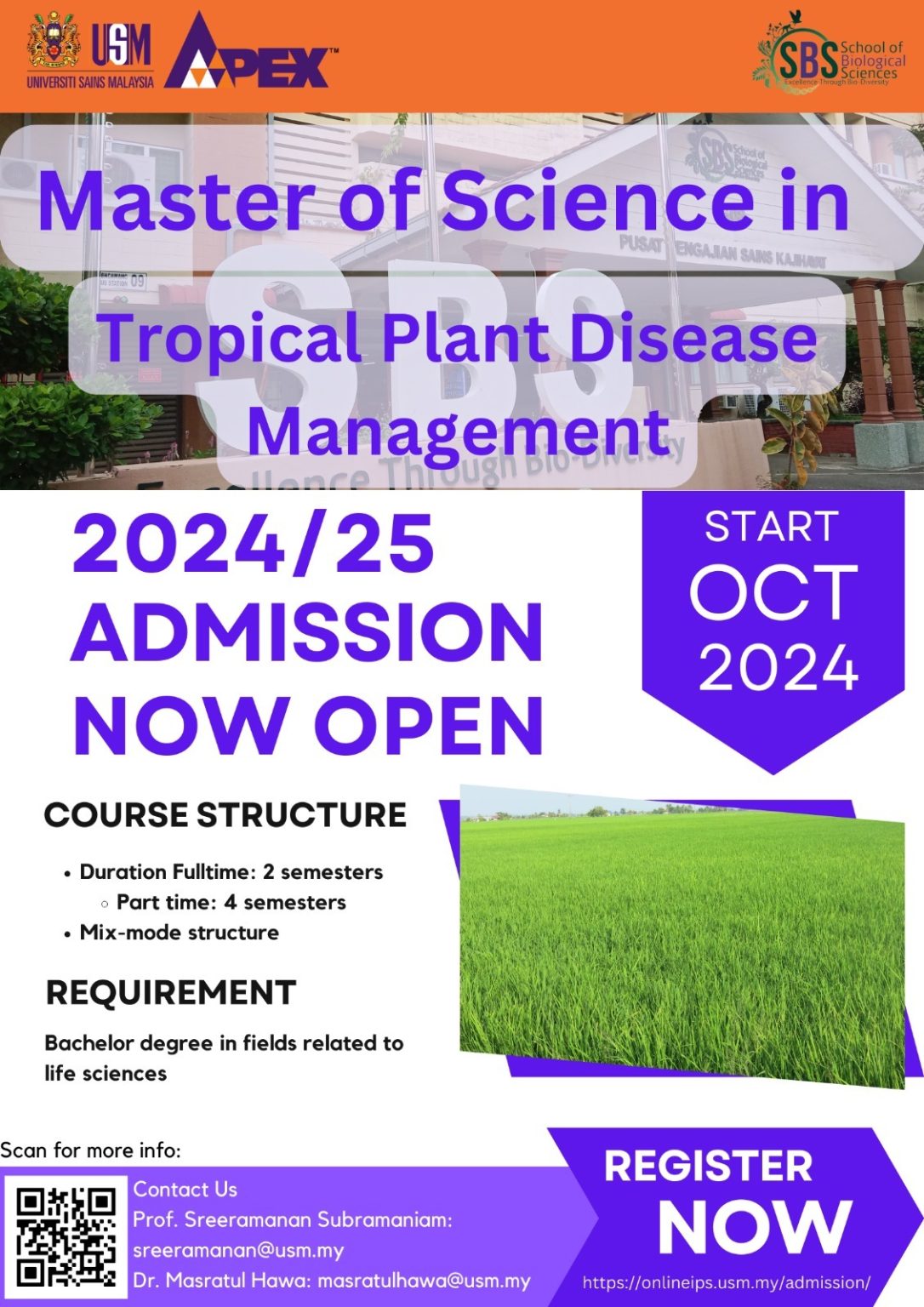 USM-Master of Science in Tropical Plant Disease Management – ISP